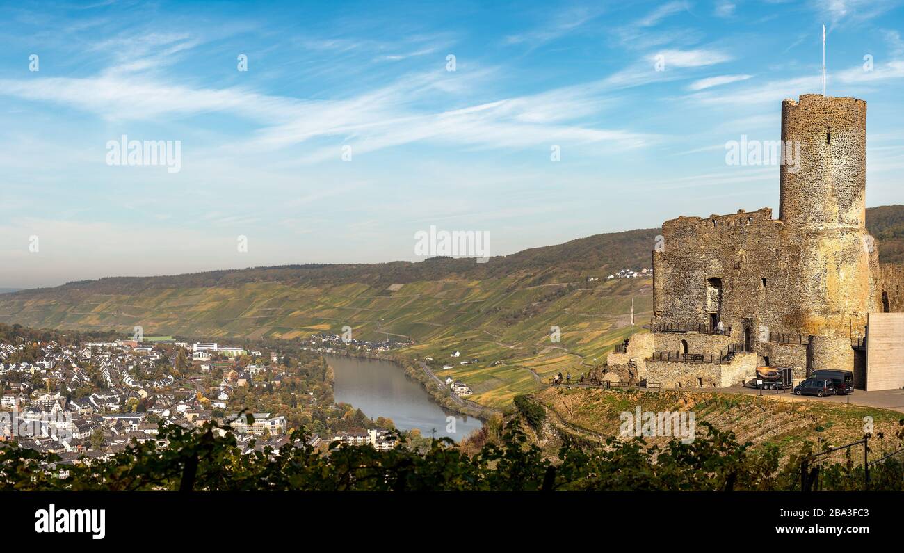 The view of the Landshut castle ruins of BrenKastel-Kues on the Middle ...