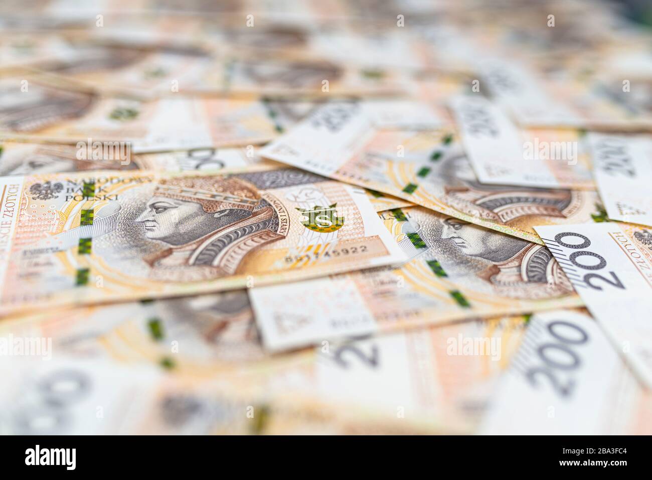 Background made from the front side of the Polish 200 PLN banknote ...