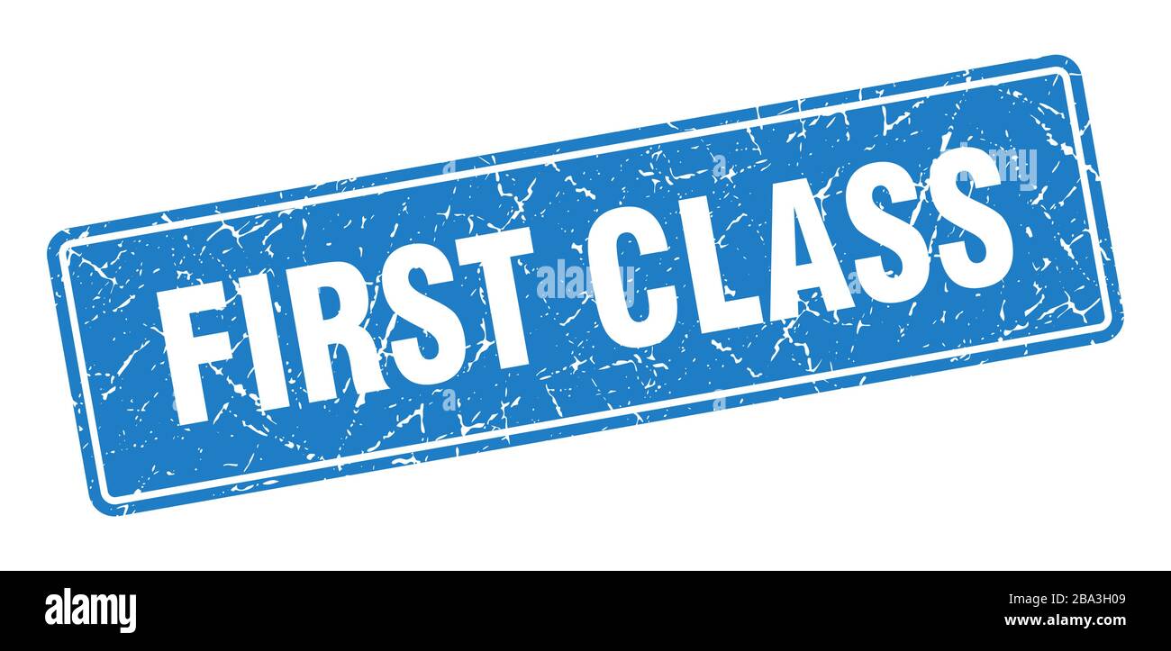 first class stamp. first class vintage blue label. Sign Stock Vector ...