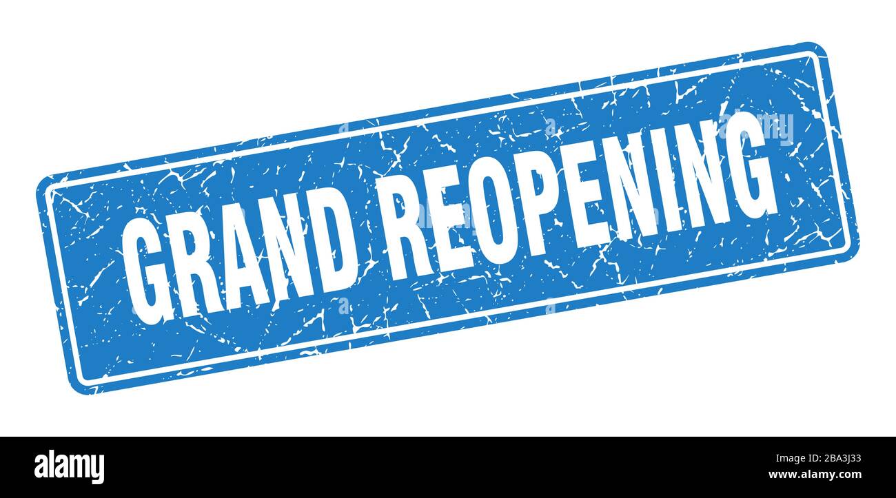 grand reopening stamp. grand reopening vintage blue label. Sign Stock ...
