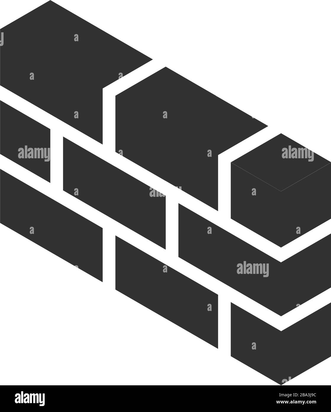 3d Brick wall, Firewall icon, vector symbol in isometric 3D style ...