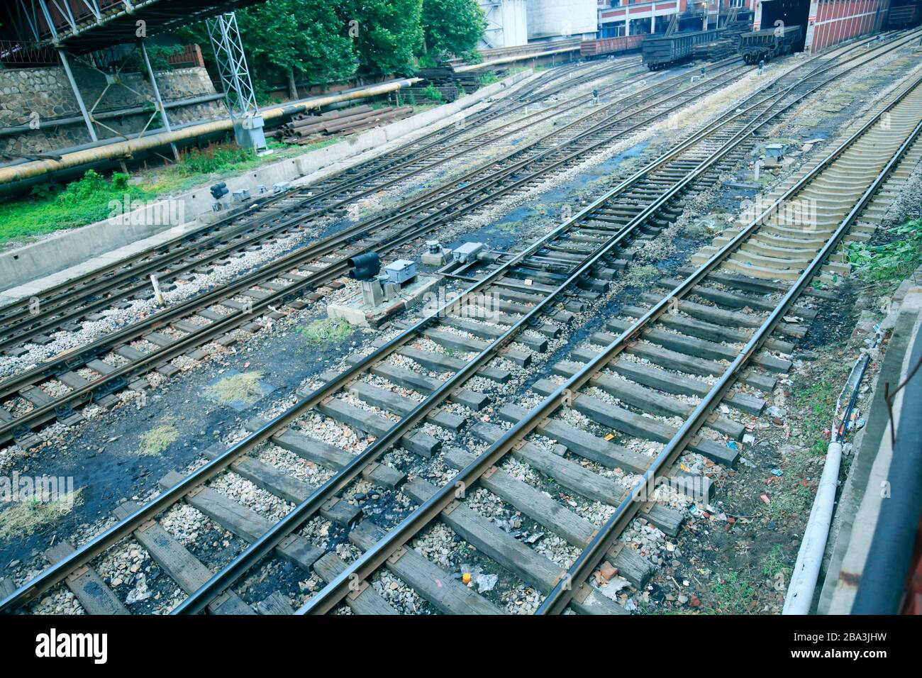 Freight train tracks in the coal mine Stock Photo - Alamy