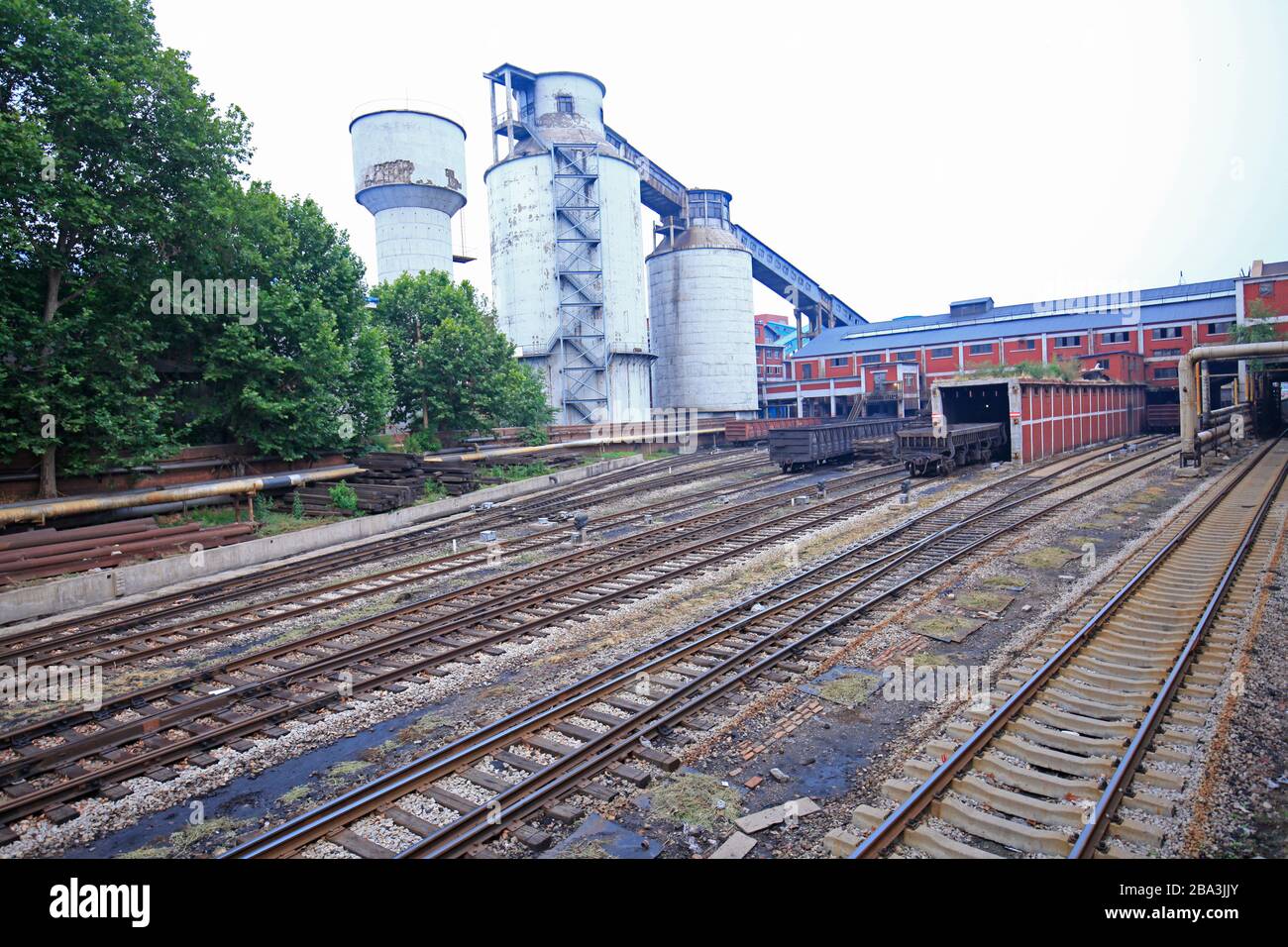 Freight train tracks in the coal mine Stock Photo - Alamy