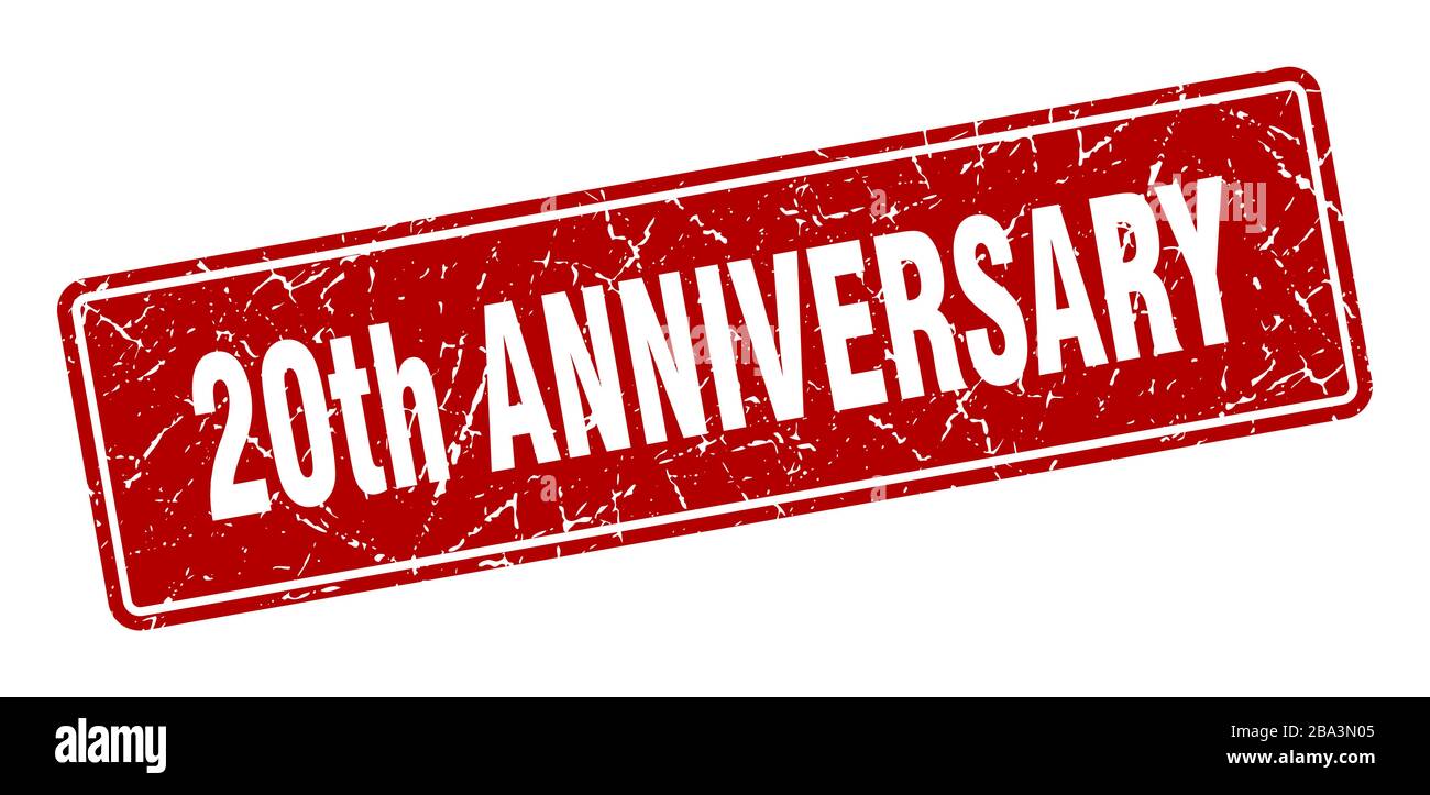 20th anniversary stamp. 20th anniversary vintage red label. Sign Stock ...