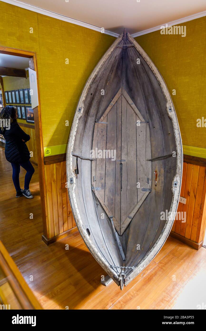 Wooden rowing boat, an exhibit in Municipal Historical Museum, Puerto ...