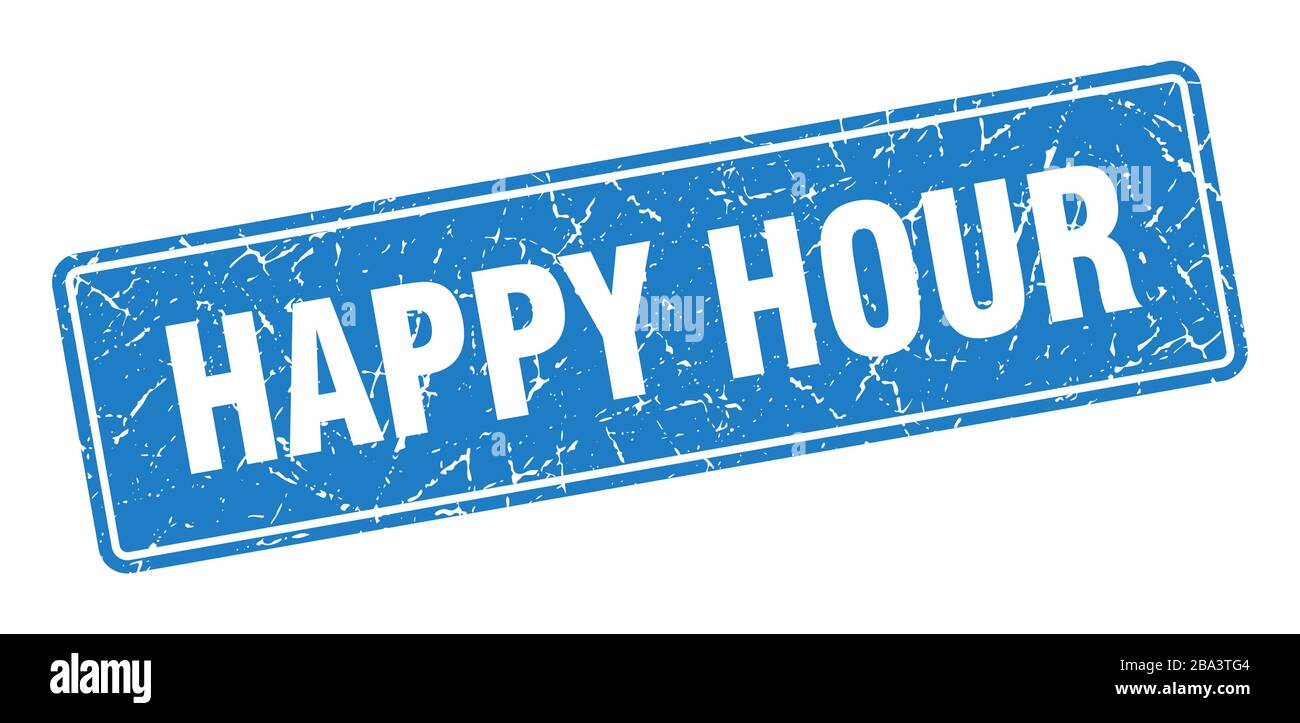 happy hour stamp. happy hour vintage blue label. Sign Stock Vector ...