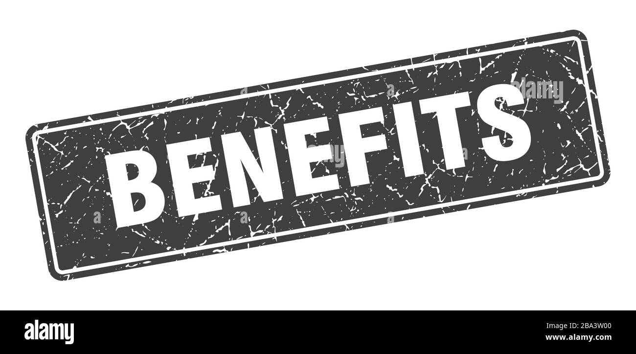 benefits stamp. benefits vintage gray label. Sign Stock Vector Image ...