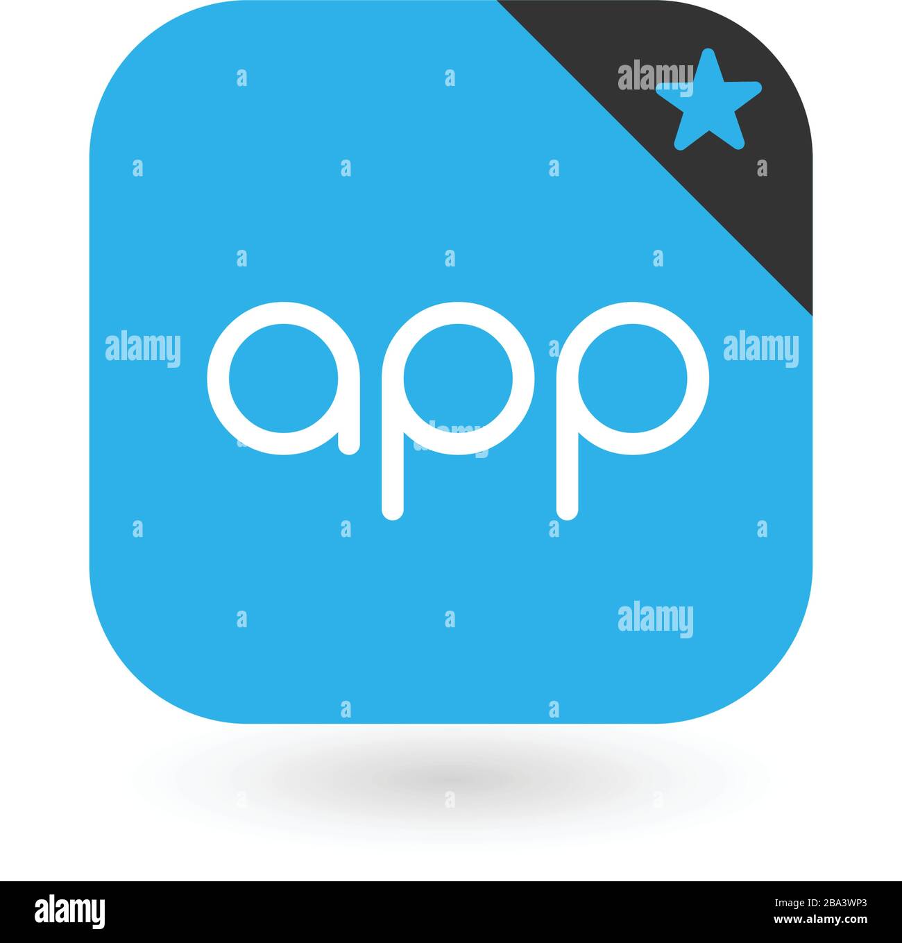 Blue app icon button template with shadow for internet sites, web user ...