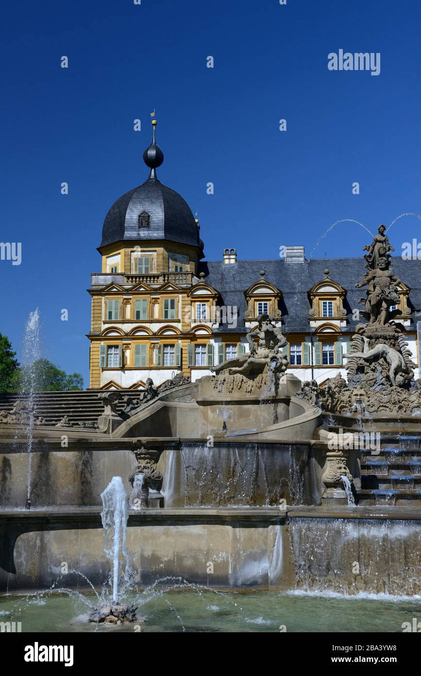 Seehof Castle with cascade fountain, near Bamberg, Germany Stock Photo ...