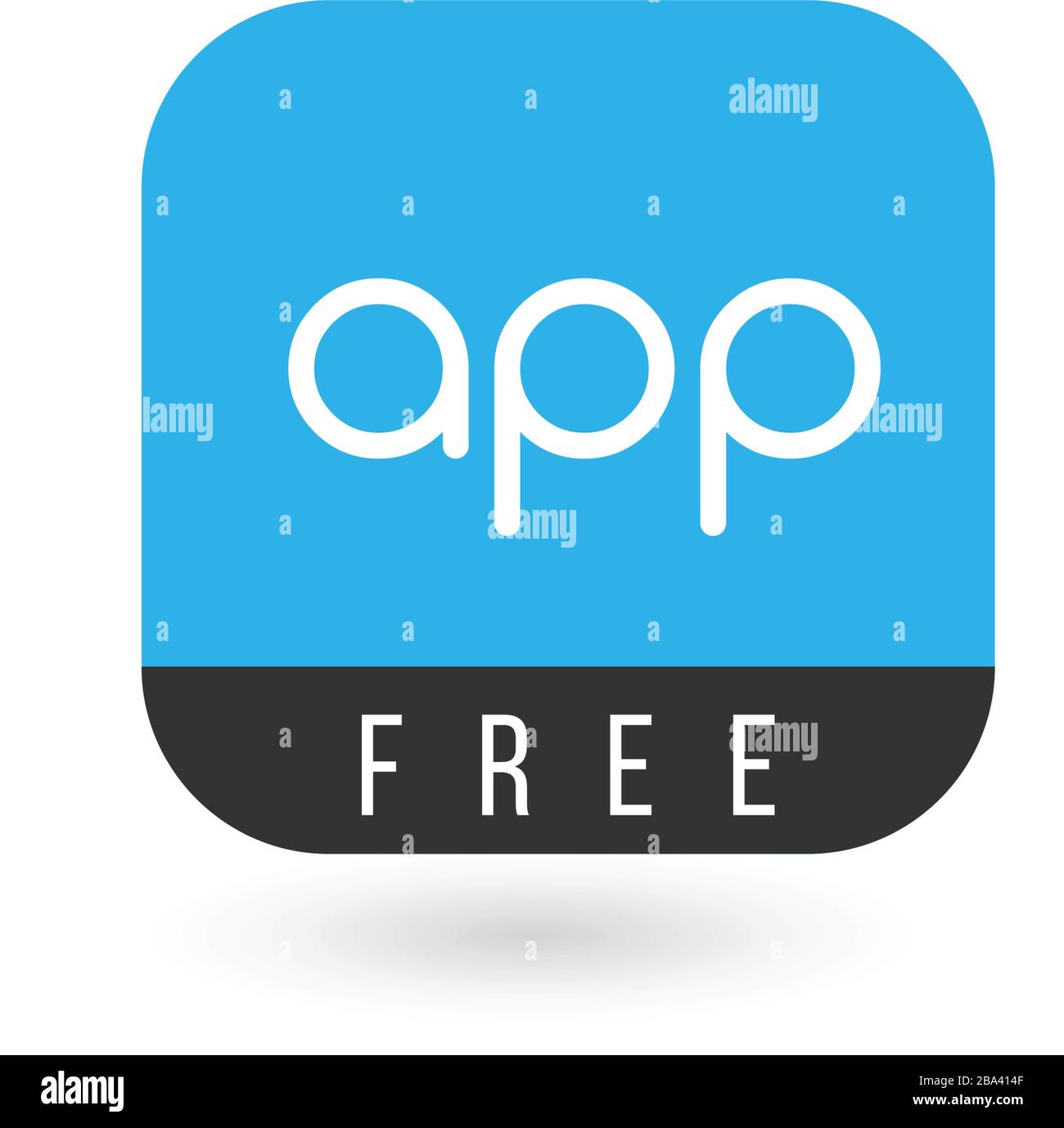 Blue app icon button template with shadow for internet sites, web user ...