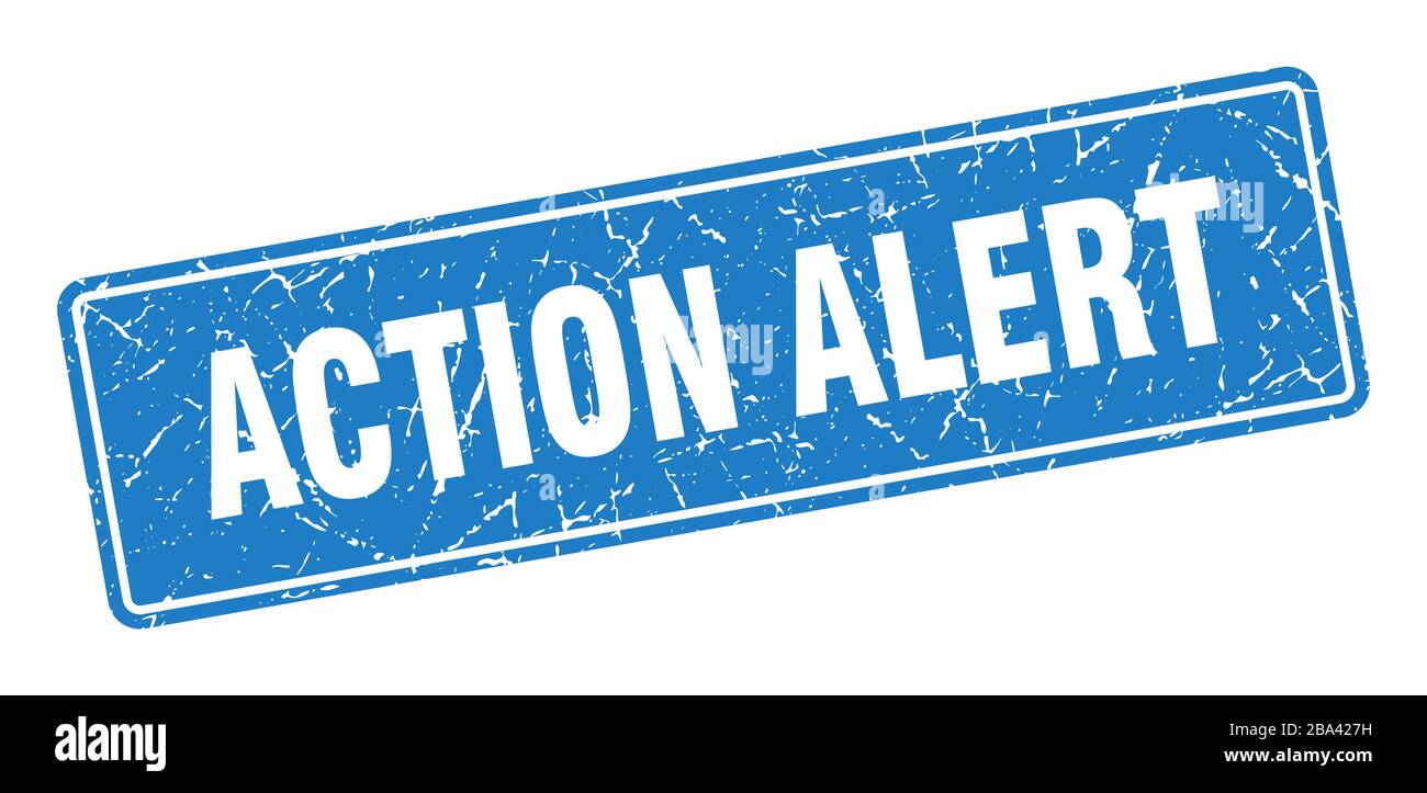 action alert stamp. action alert vintage blue label. Sign Stock Vector ...