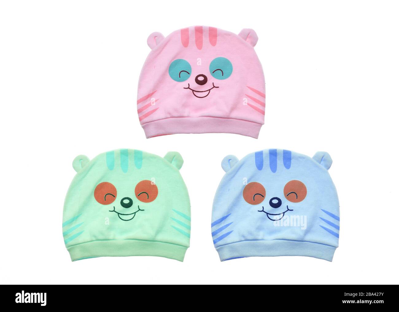Baby Hats on White Background Stock Photo - Alamy