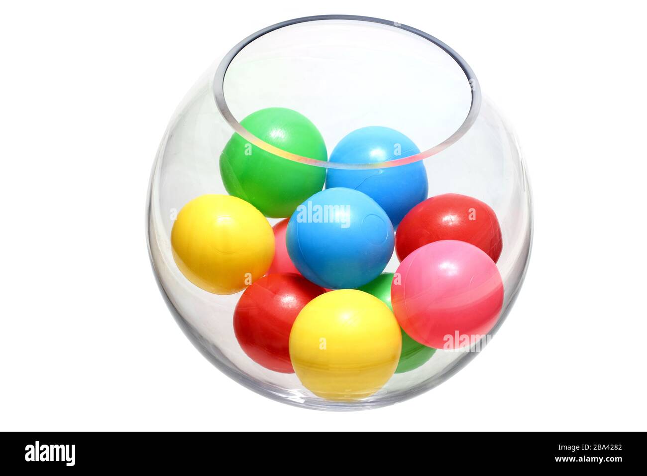 Balls in Glass Bowl on White Background Stock Photo - Alamy