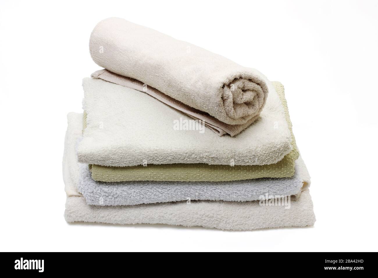 Stack of Towels on White Background Stock Photo - Alamy