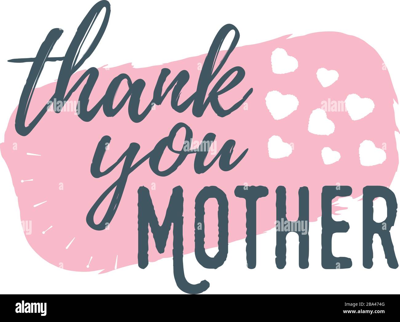 Thank you Mom banner, logo, label and poster. Design of calligraphy and ...