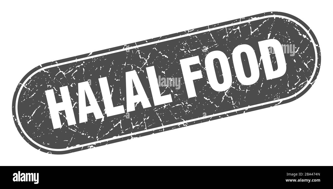 halal food sign. halal food grunge black stamp. Label Stock Vector ...