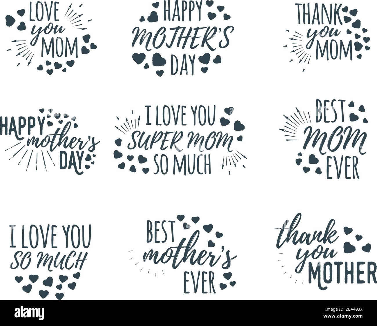 Set Of Happy Mothers Day Banner Logo Label And Poster Design Of