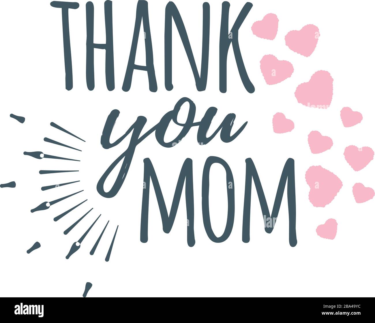 Thank you Mom banner, logo, label and poster. Design of calligraphy and ...