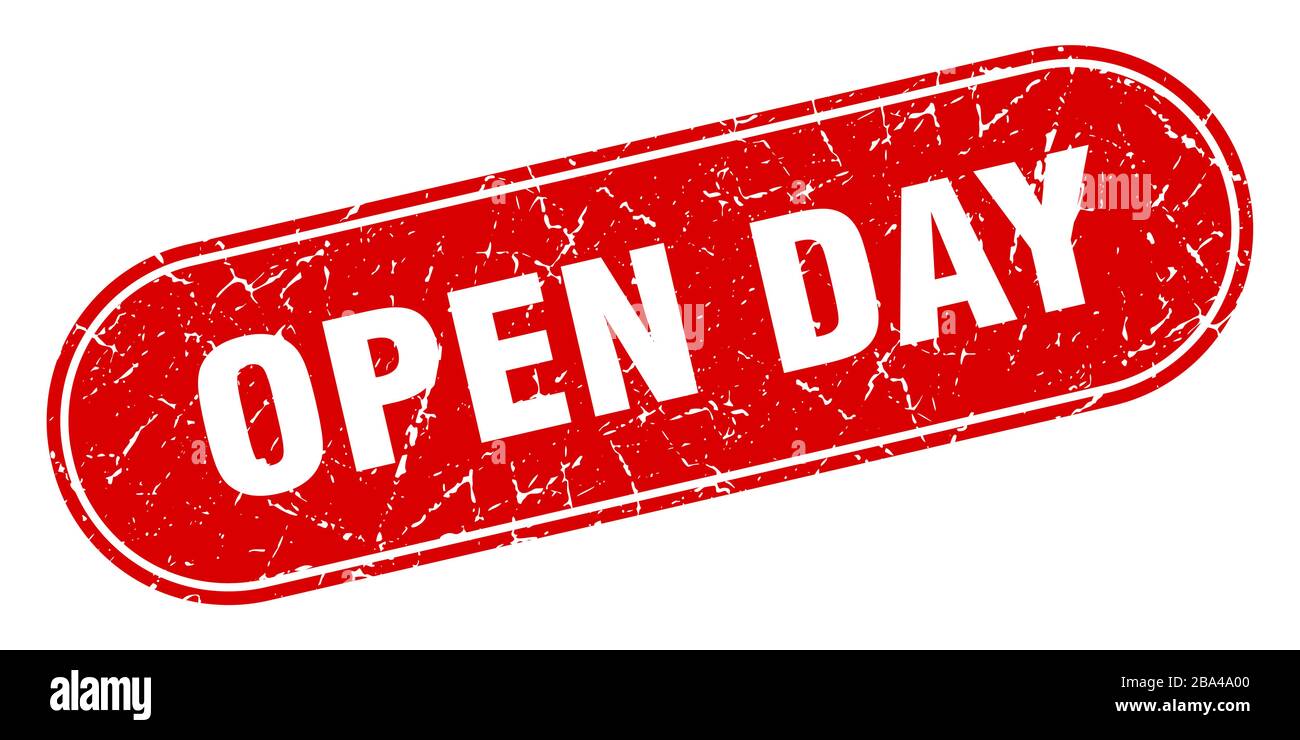open day sign. open day grunge red stamp. Label Stock Vector Image ...