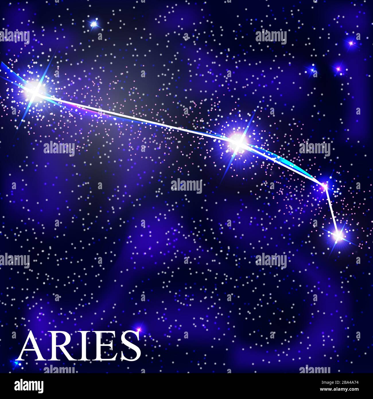 Aries Zodiac Sign with Beautiful Bright Stars on the Background of ...