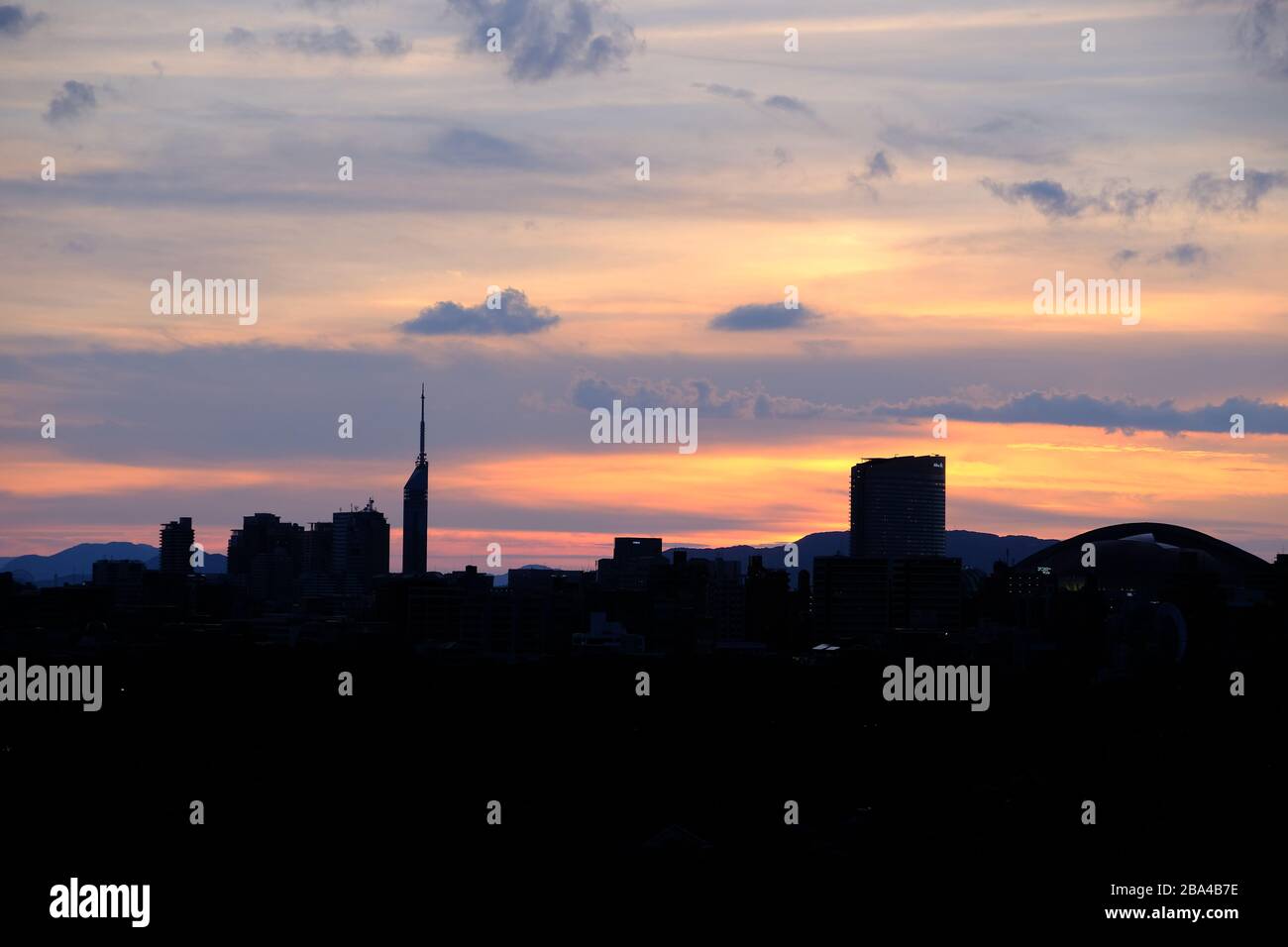 Fukuoka Japan - Fukuoka Tower and skyline at sunset Stock Photo - Alamy