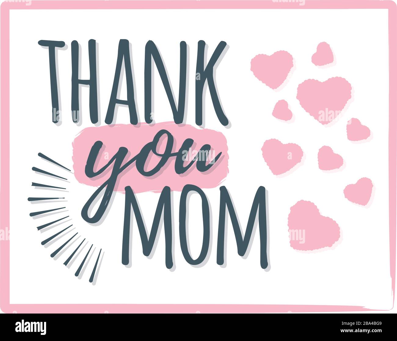 Thank you Mom banner, logo, label and poster. Design of calligraphy and ...