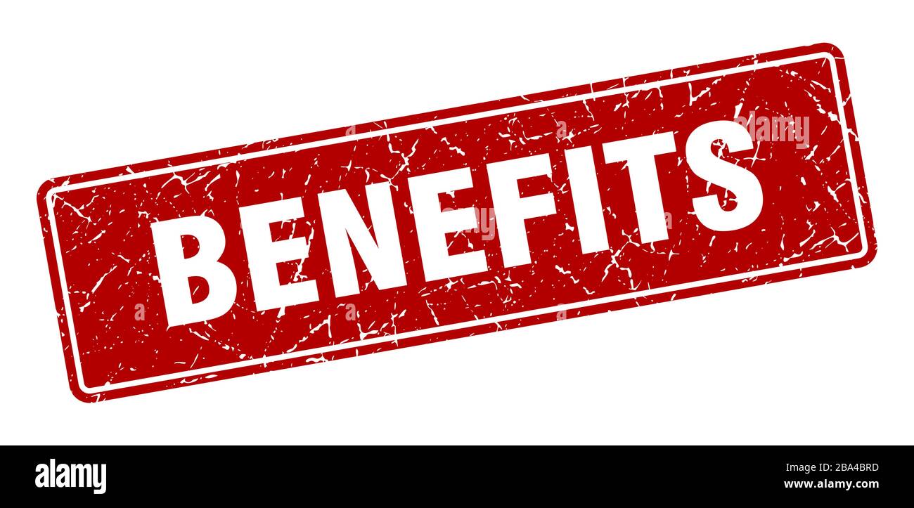 benefits stamp. benefits vintage red label. Sign Stock Vector Image ...