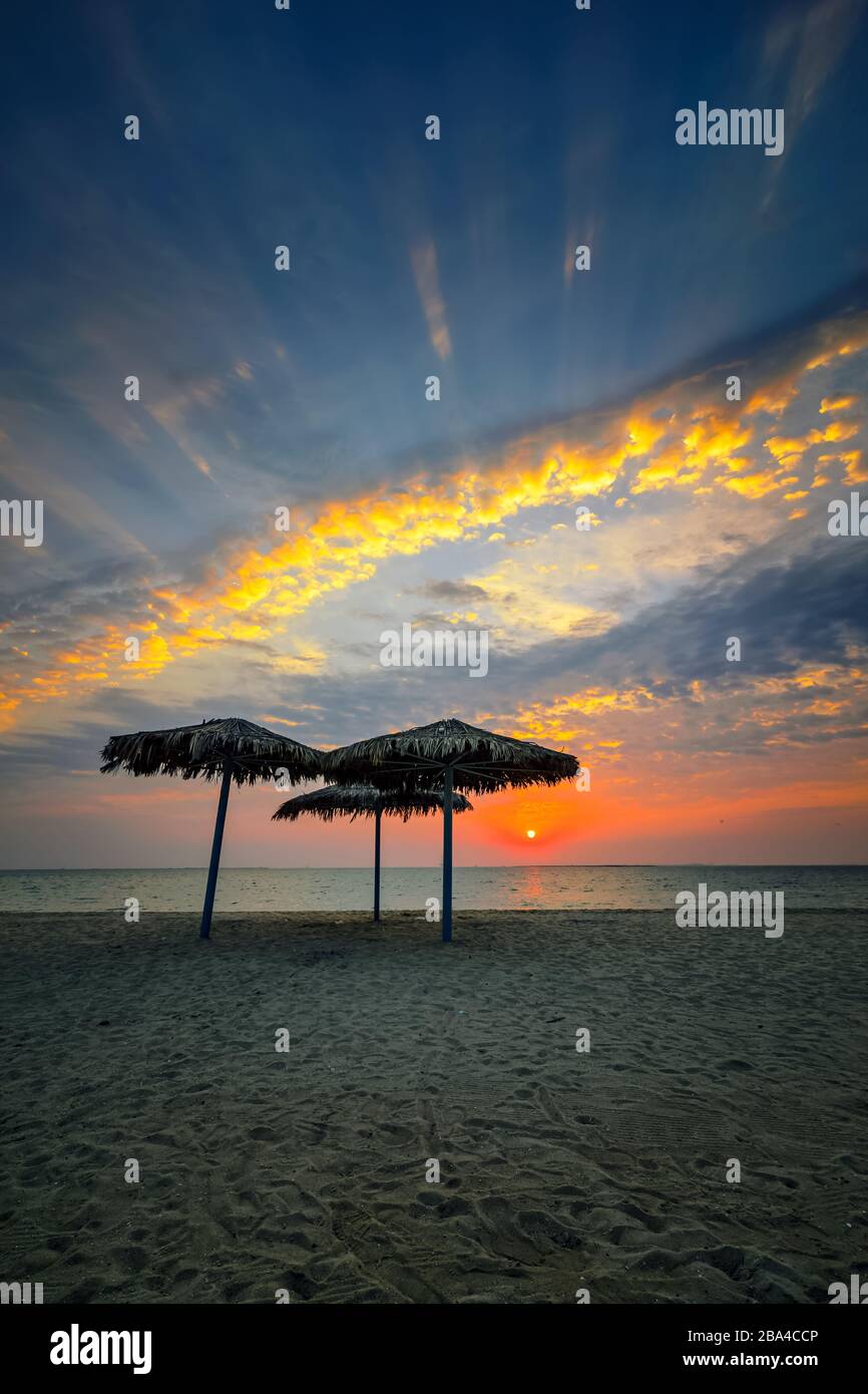 Morning view of Fanateer Beach -Al Jubail Saudi Arabia Stock Photo - Alamy