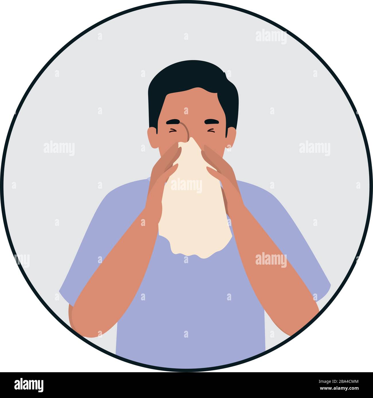 Avatar man with cold holding tissue vector design Stock Vector Image ...