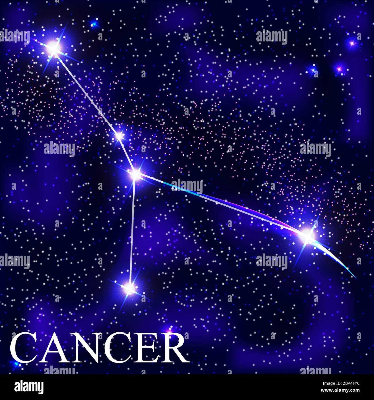 Cancer Zodiac Sign with Beautiful Bright Stars on the Background of ...
