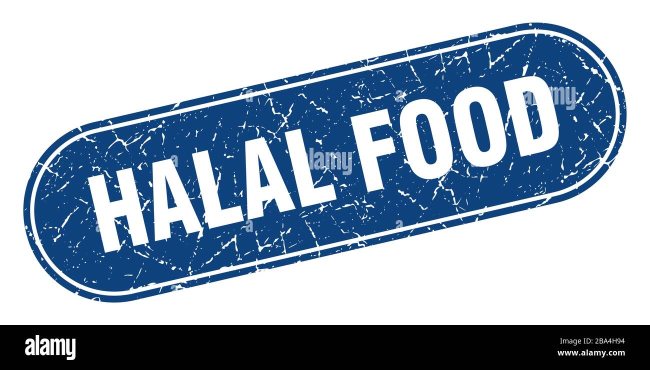 halal food sign. halal food grunge blue stamp. Label Stock Vector Image ...