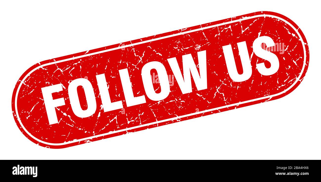 follow us sign. follow us grunge red stamp. Label Stock Vector Image ...