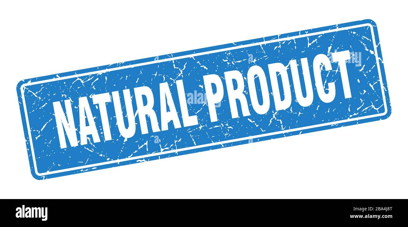 natural product stamp. natural product vintage blue label. Sign Stock ...