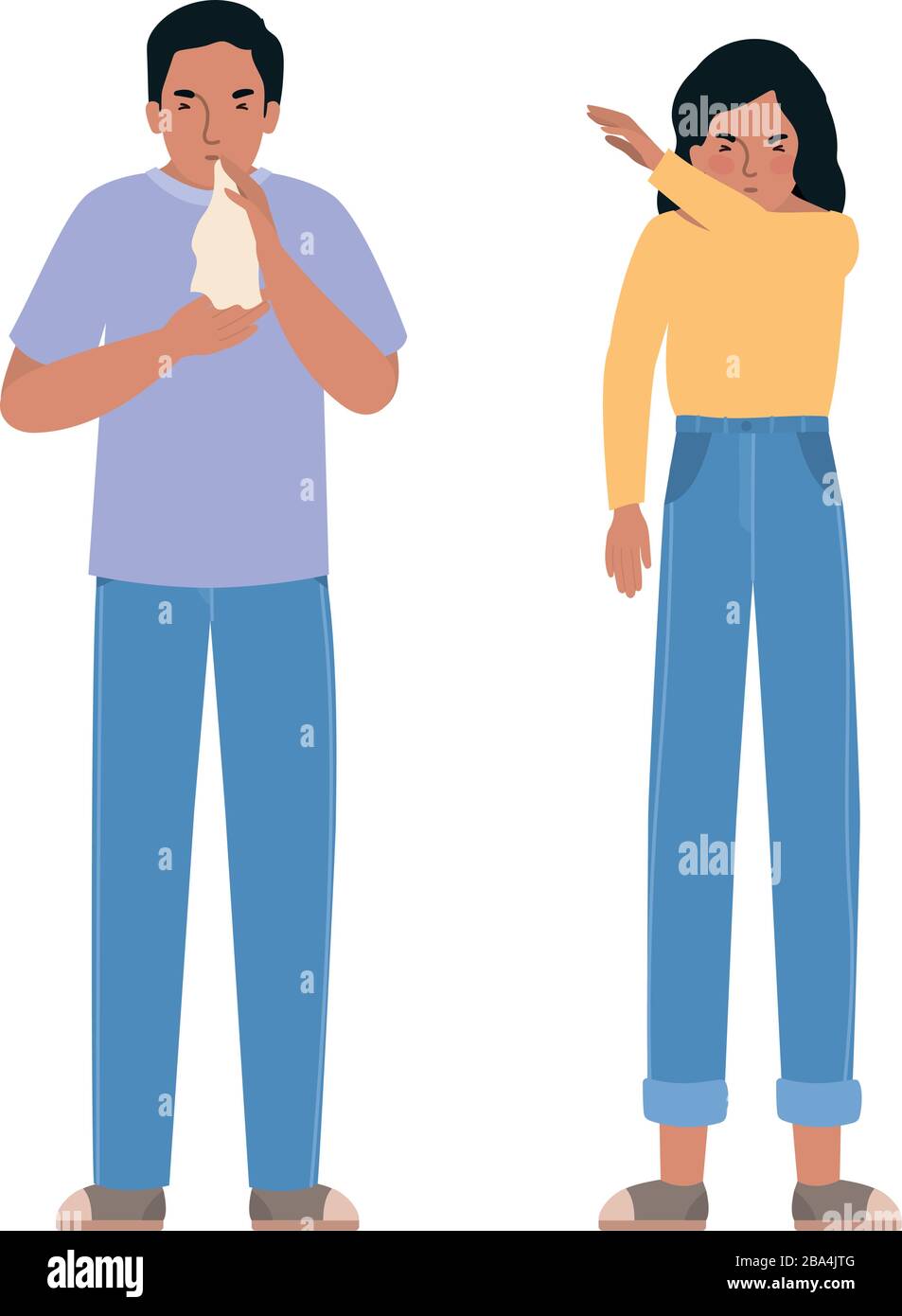 Avatar man and woman with cold and sneezing vector design Stock Vector ...