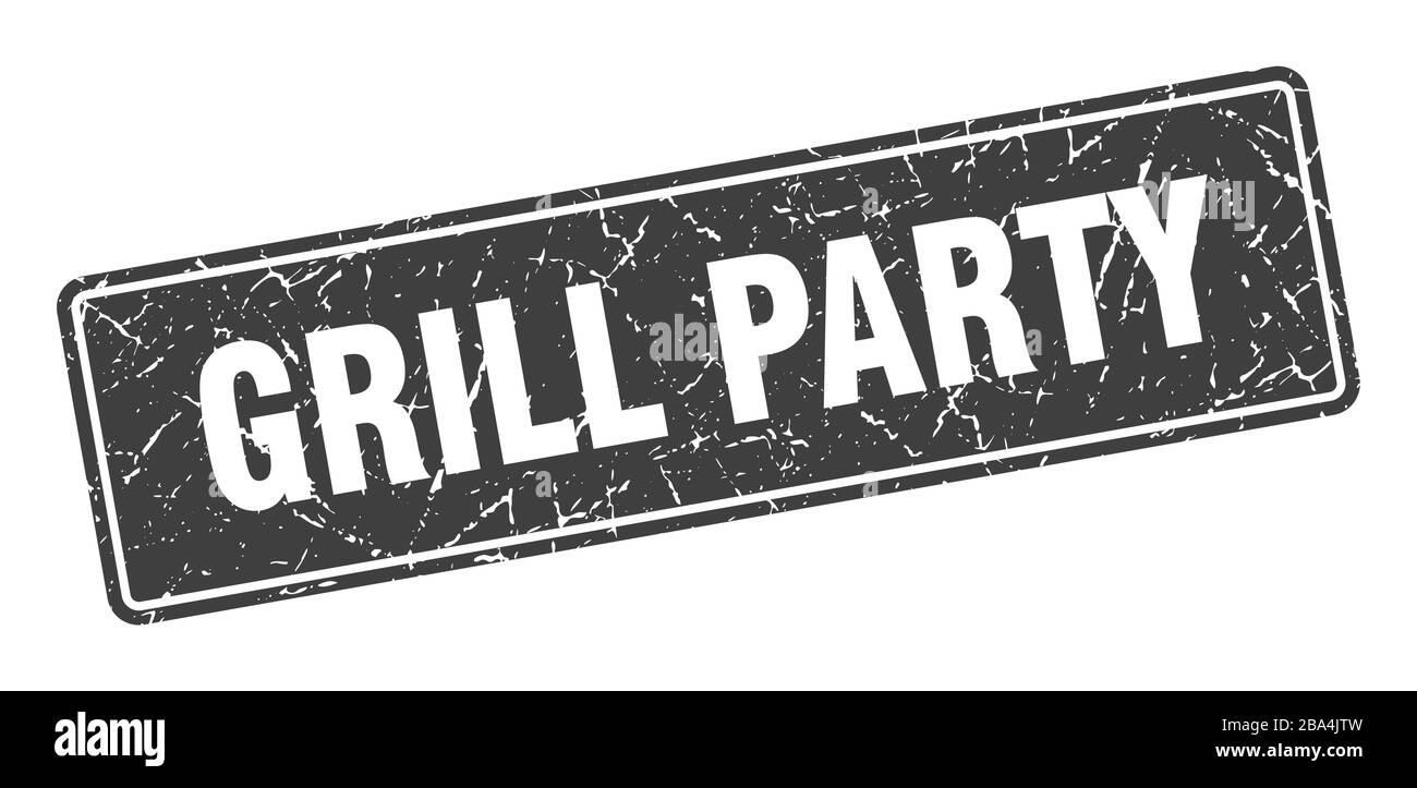 grill party stamp. grill party vintage gray label. Sign Stock Vector ...