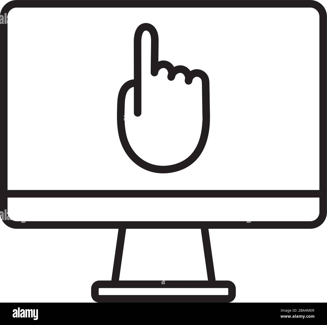 desktop with hand index online education line style Stock Vector Image ...