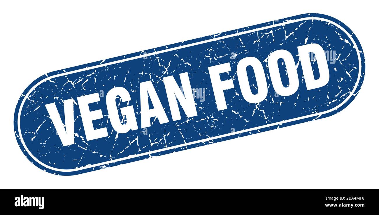 vegan food sign. vegan food grunge blue stamp. Label Stock Vector Image ...