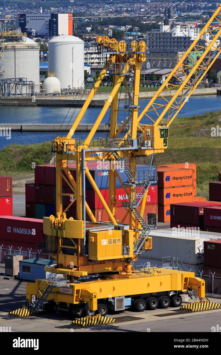 Container Port, Hakodate City, Hokkaido Prefecture, Japan, Asia Stock ...