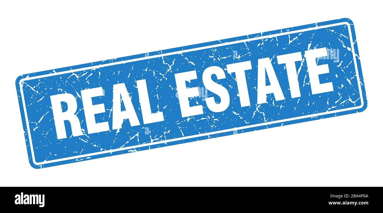 real estate stamp. real estate vintage blue label. Sign Stock Vector ...