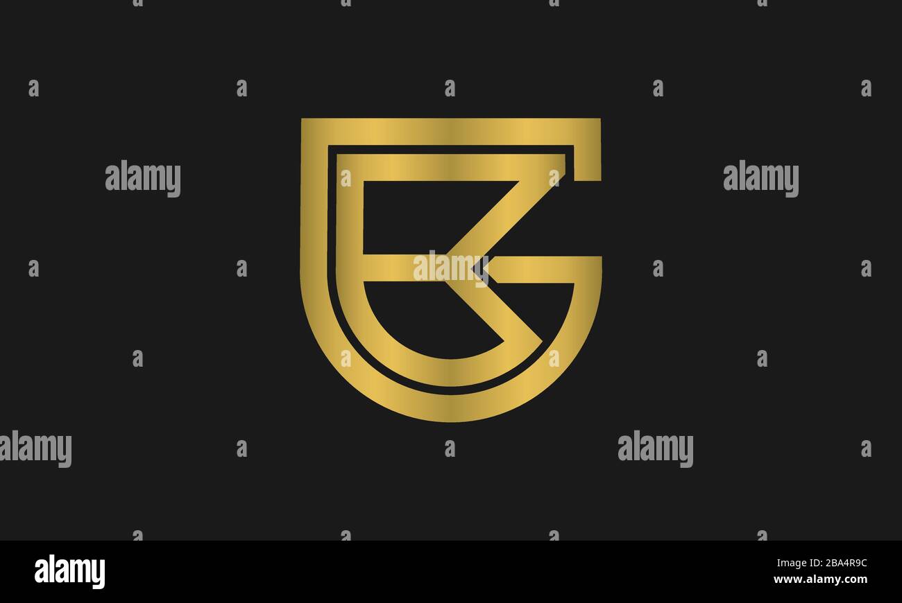 Letter BG, GB monogram and shield sign combination. Line art logo ...
