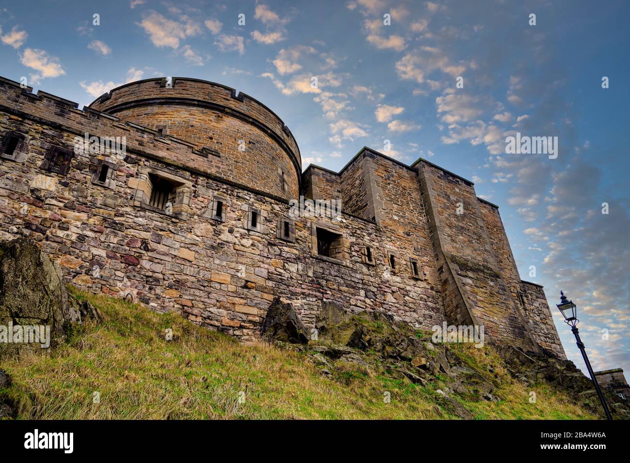 Edinburgh Castle detail with clouds and blue sky Stock Photo - Alamy