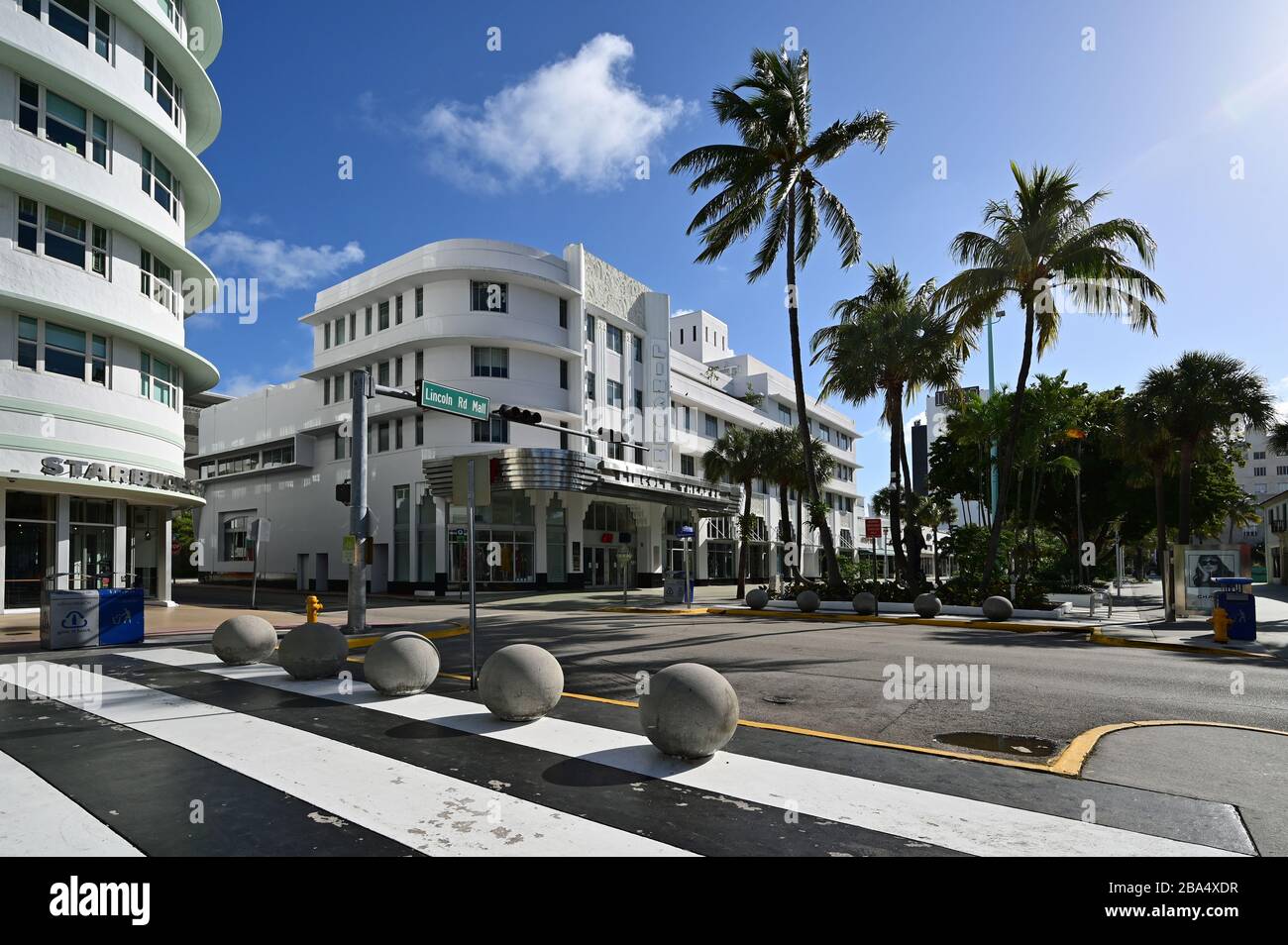Miami Beach, Florida - March 21, 2020 - Lincoln Road Mall is empty as ...