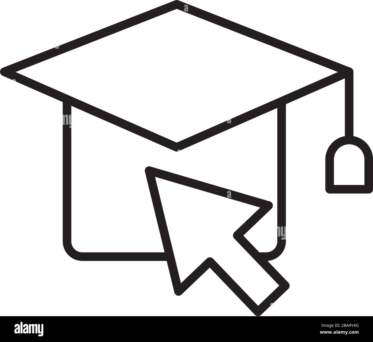 hat graduation with arrow mouse line style icon Stock Vector Image ...