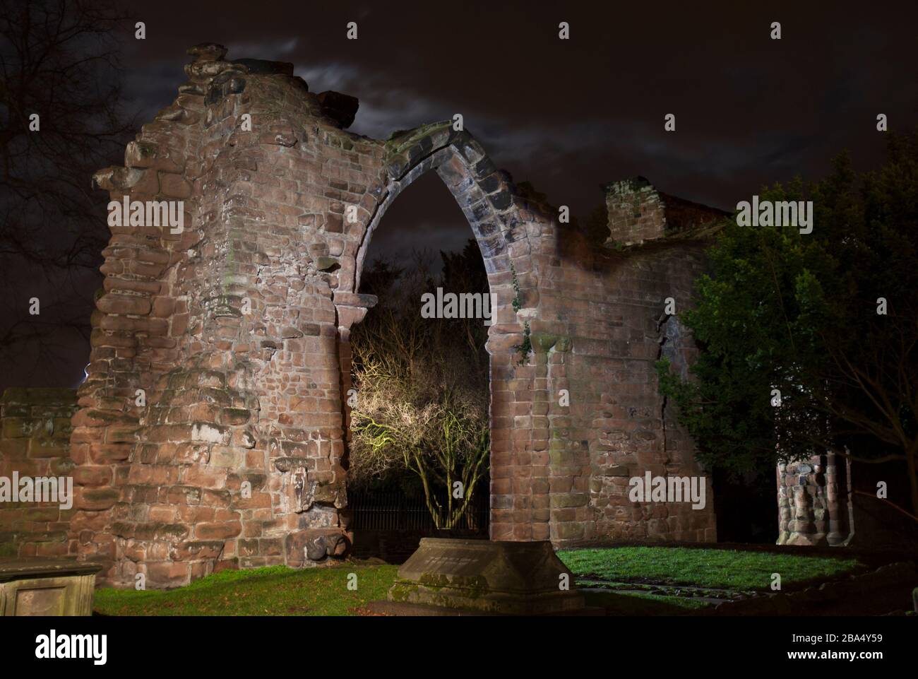 Ancient church ruins next to a slightly newer church Stock Photo - Alamy