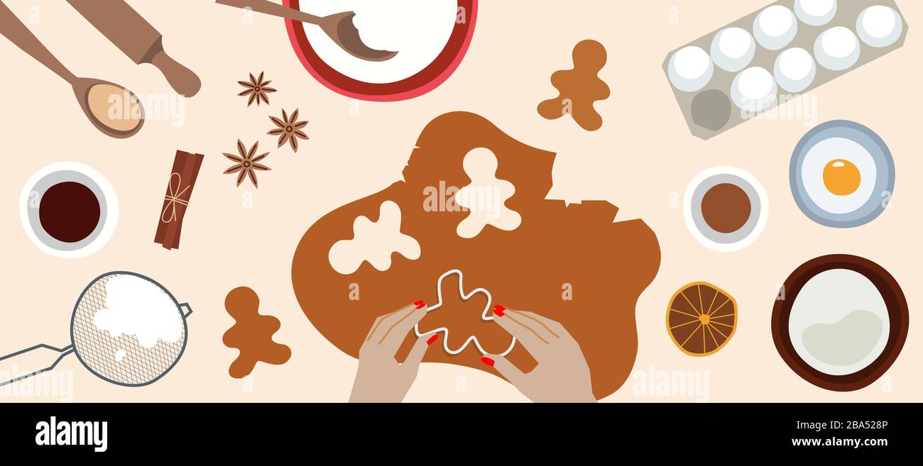 Process of cooking gingerbread vector flat illustration Stock Vector ...