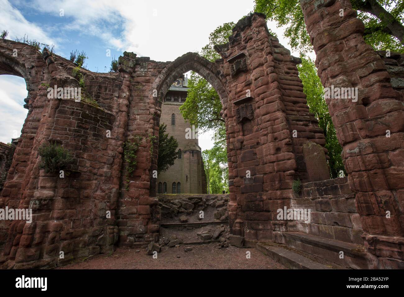 Ancient church ruins next to a slightly newer church Stock Photo - Alamy