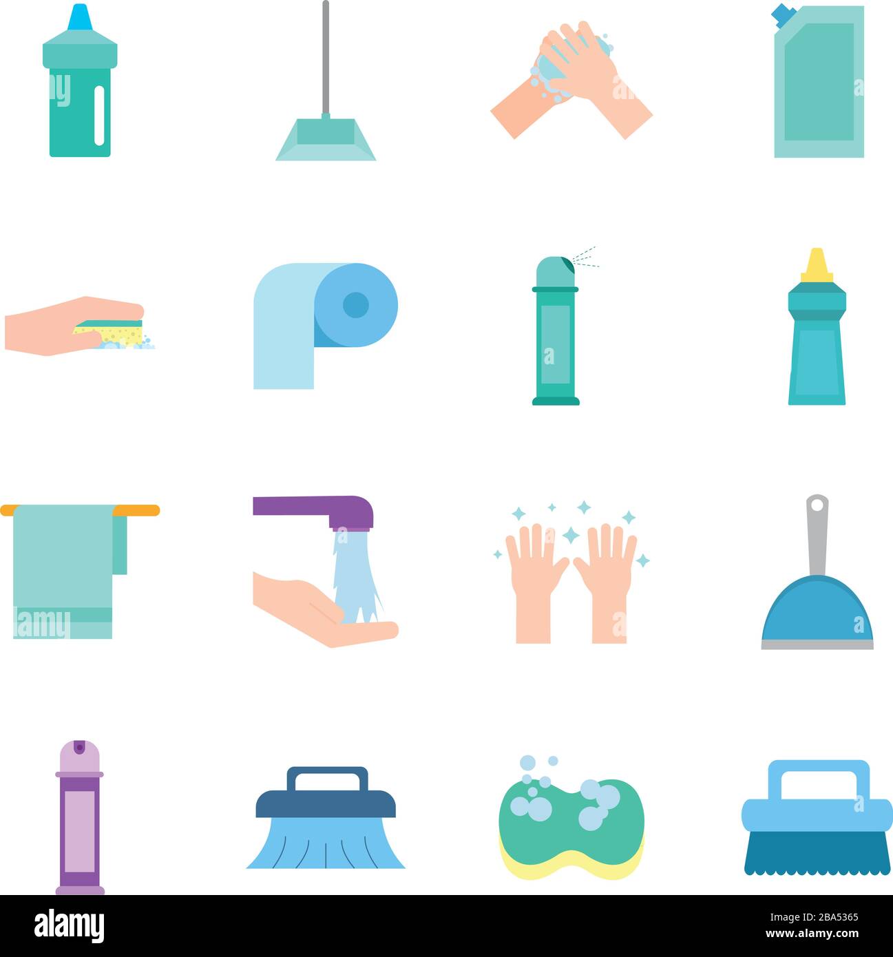 Cleaning service items flat style icon set vector design Stock Vector ...