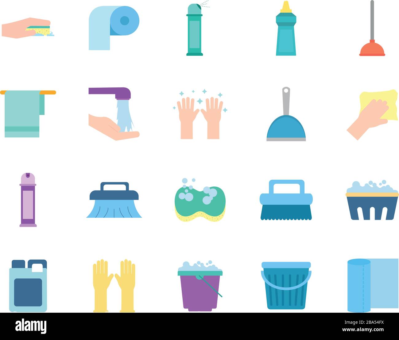 Cleaning service items flat style icon set vector design Stock Vector ...