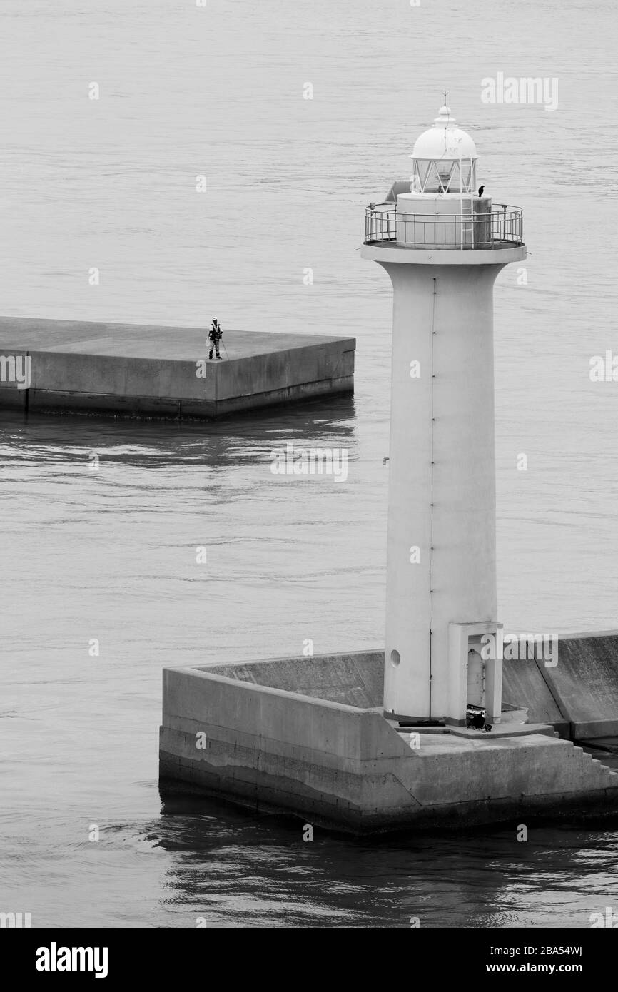 Breakwater Lighthouse, Kobe Port, Honshu Island, Japan, Asia Stock ...
