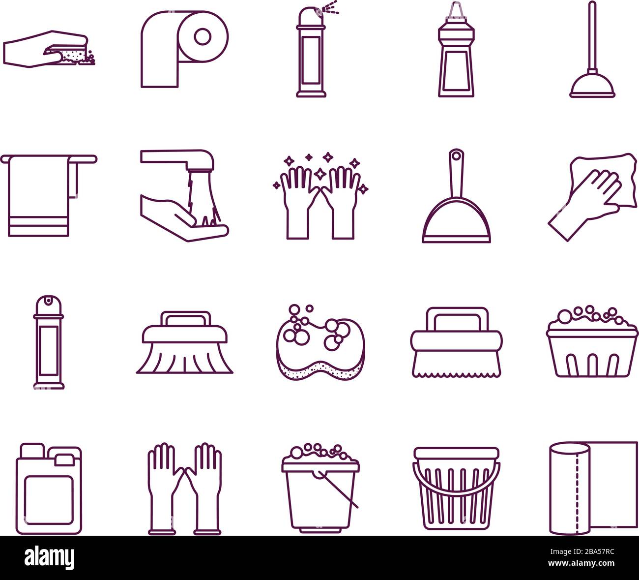 Cleaning service items line style icon set vector design Stock Vector ...